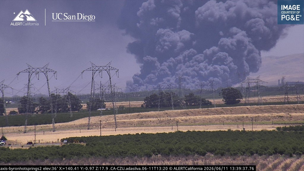 Tracy warehouse fire produces large black plume of smoke; building ...
