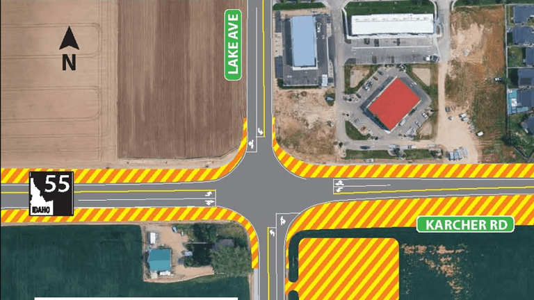 ITD to shift lanes on Karcher Road at Lake Avenue starting Thursday night