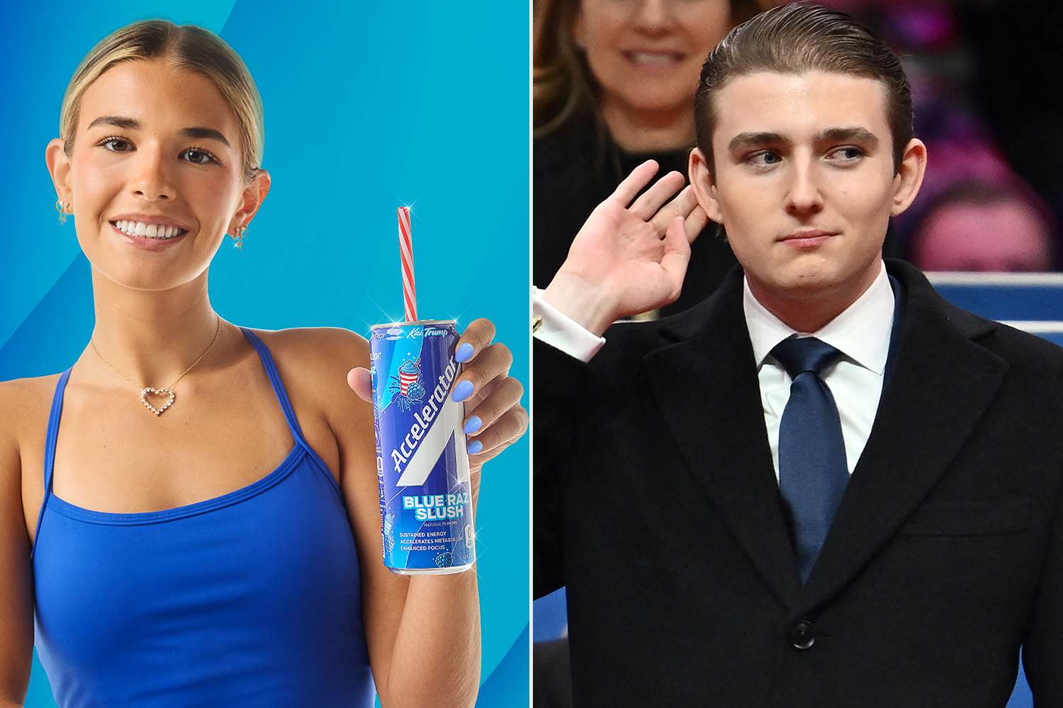 Kai Trump, 19, and uncle Barron Trump, 20, jump into the energy drink ...