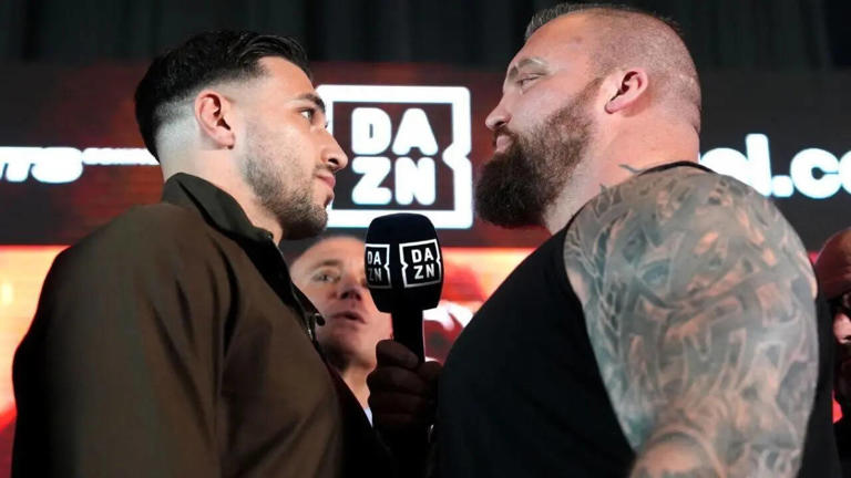 Tommy Fury and Eddie Hall turn boxing face-off into a bodybuilding show ...