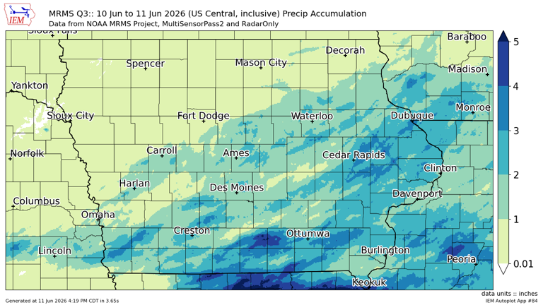 Severe storms drop 3+ inches of rain. See Iowa rainfall totals