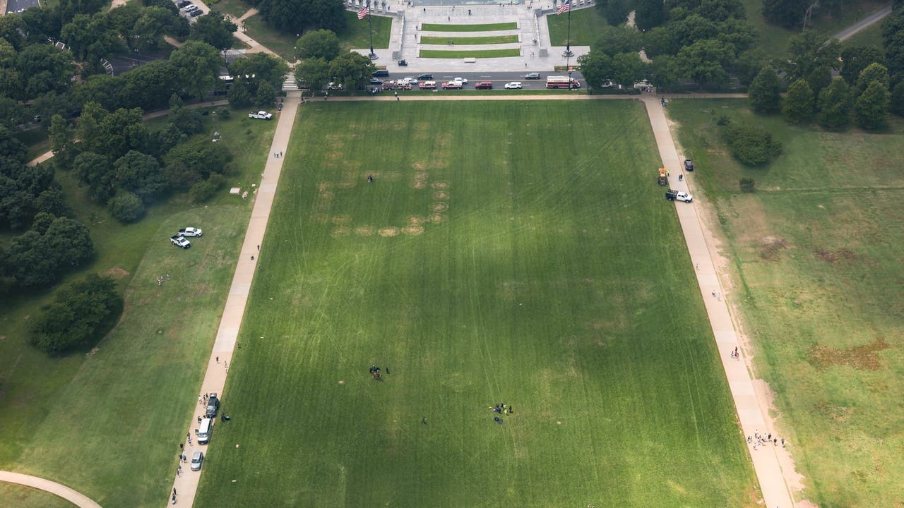 8647 etched into National Mall grass under investigation