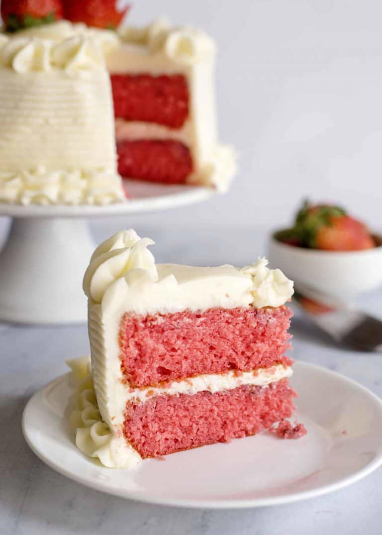 This fresh strawberry cake with cream cheese icing disappears every time