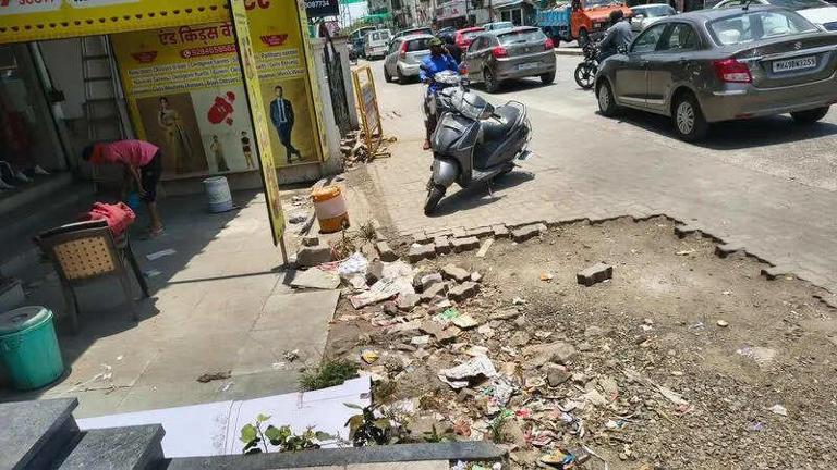 Paver blocks come loose at Manish Nagar T-Point