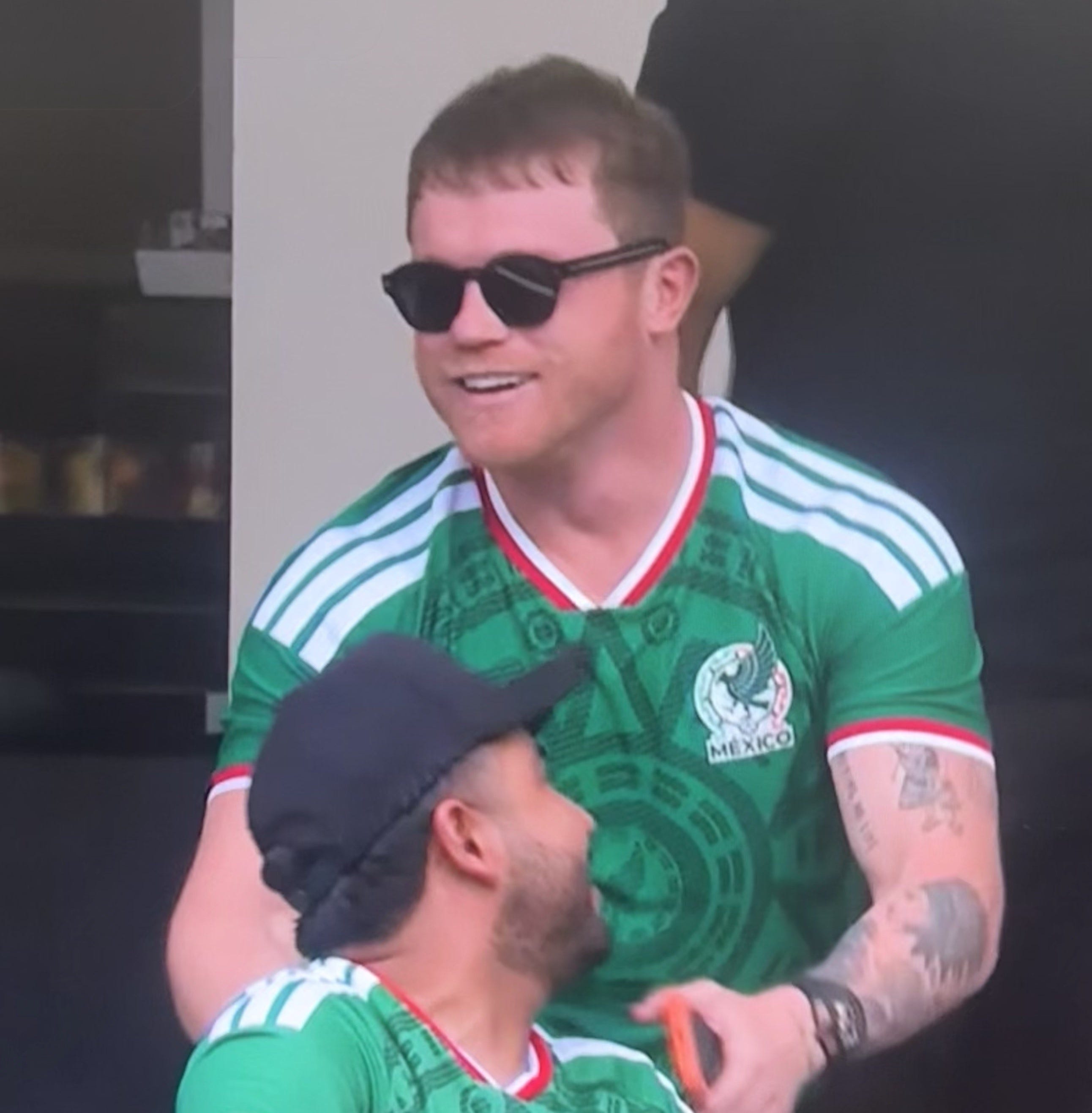Mexican boxer Canelo Alvarez attends Mexico soccer World Cup match