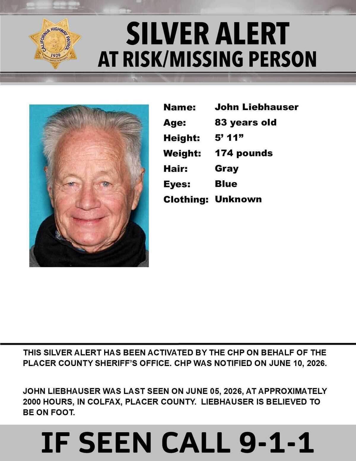 Silver Alert in Placer County: 83-year-old missing for days from Colfax ...