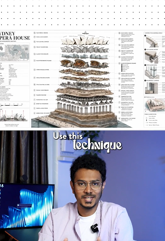Exploded architectural monument design | Fast AI concept workflow