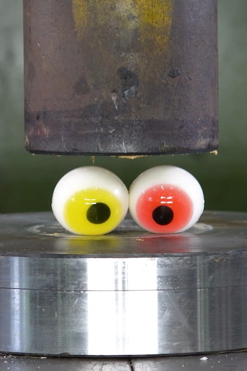 Hydraulic press vs candy eyeballs