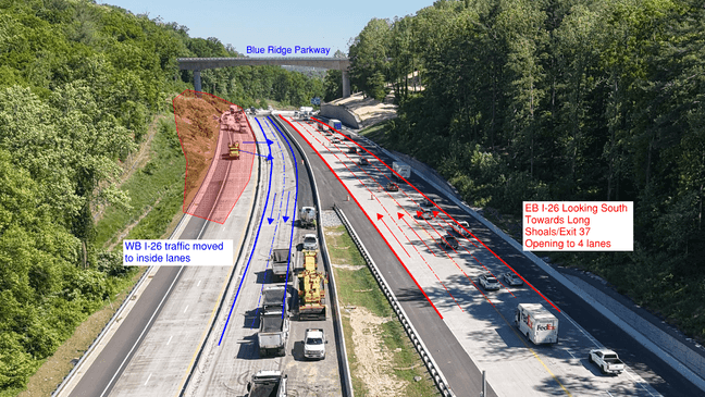 Overnight closure on I-26 before eastbound lanes open