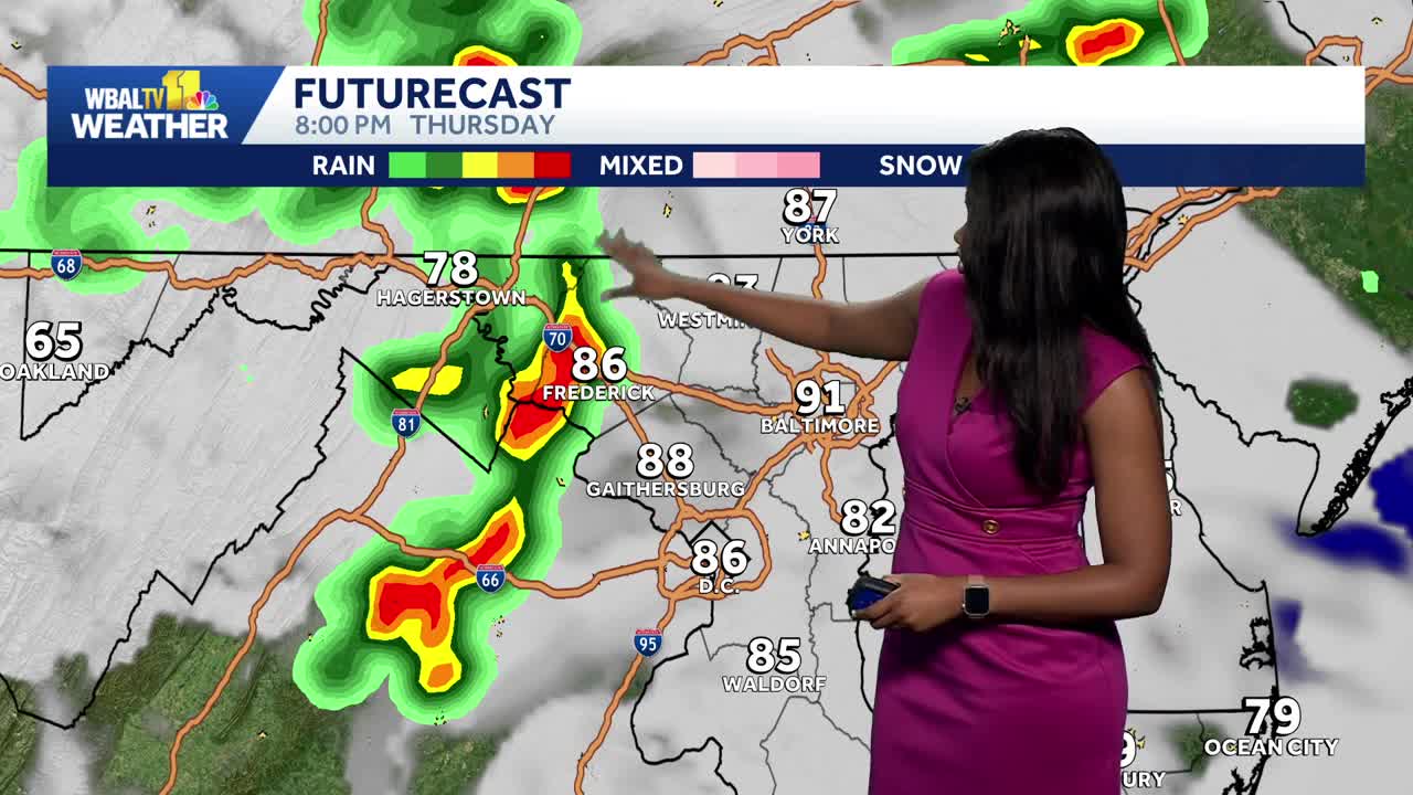 Widely scattered thunderstorms Thursday afternoon in Baltimore