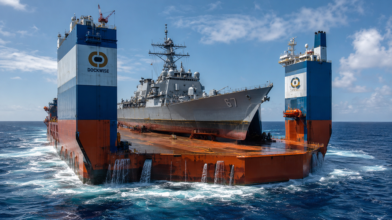 How semi-submersible ships carry oil rigs and warships across oceans ...
