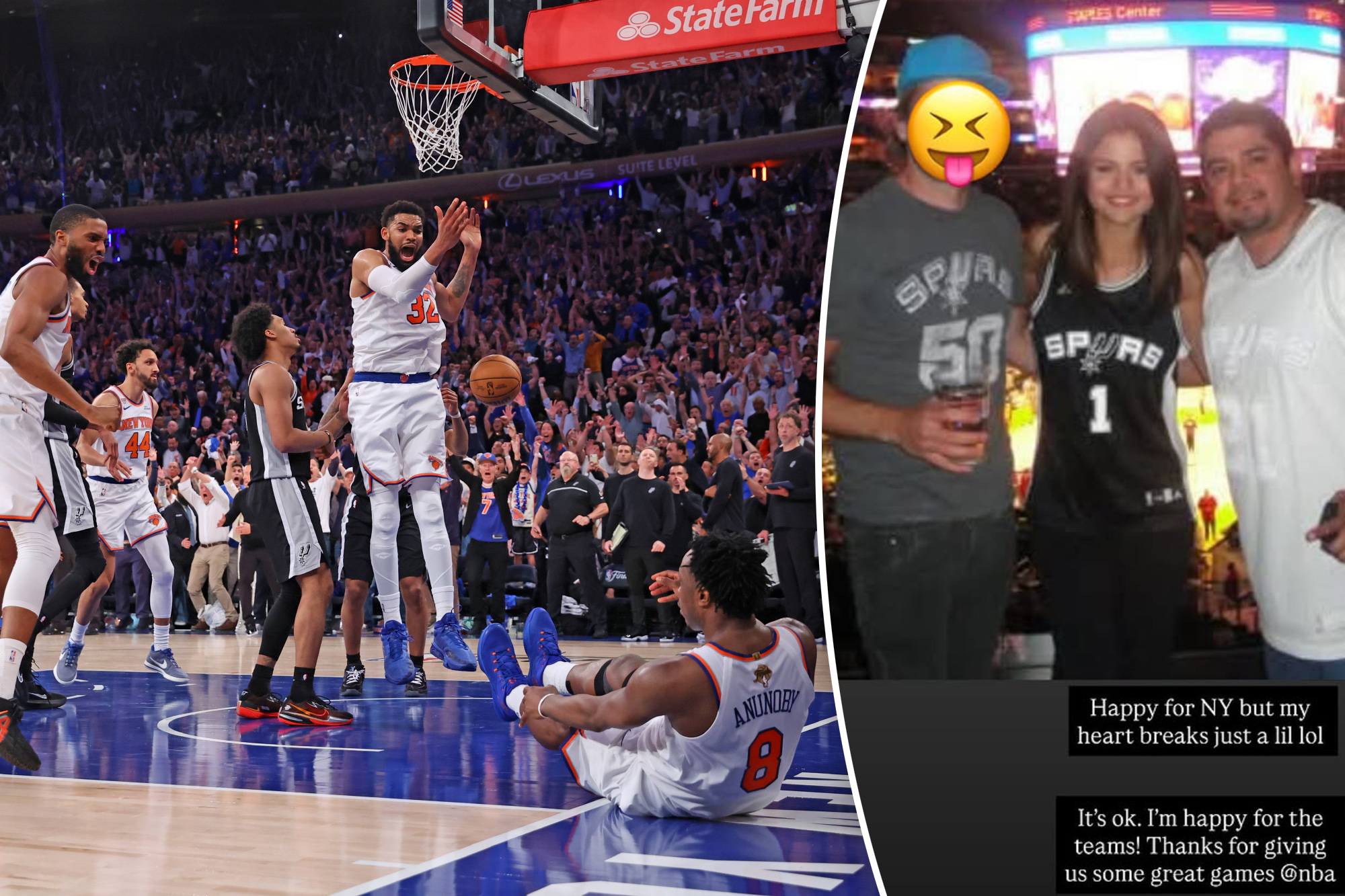 Diehard Spurs fan Selena Gomez takes cheap shot at Knicks fans after ...