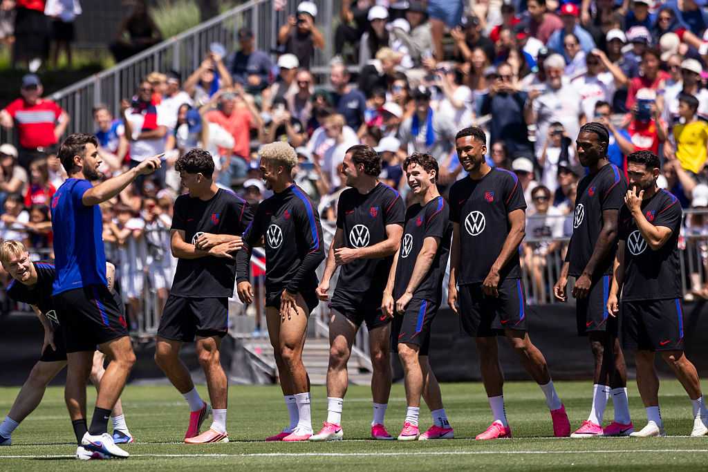 World Cup debut | US men's soccer team training ahead of match against ...