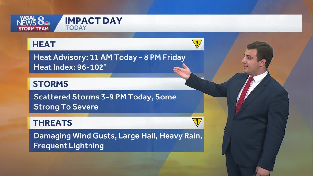 Impact: Intense heat & humidity with PM storms today & Friday in south ...