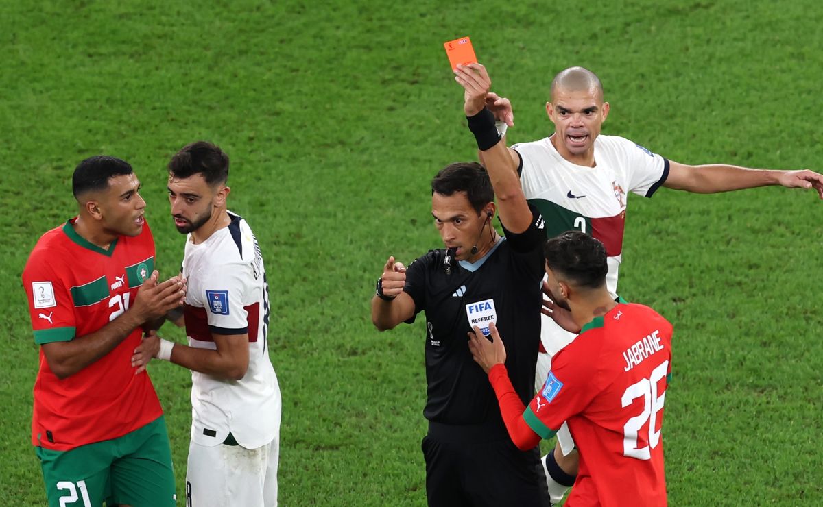 What happens if a players receives a red card in the World Cup?