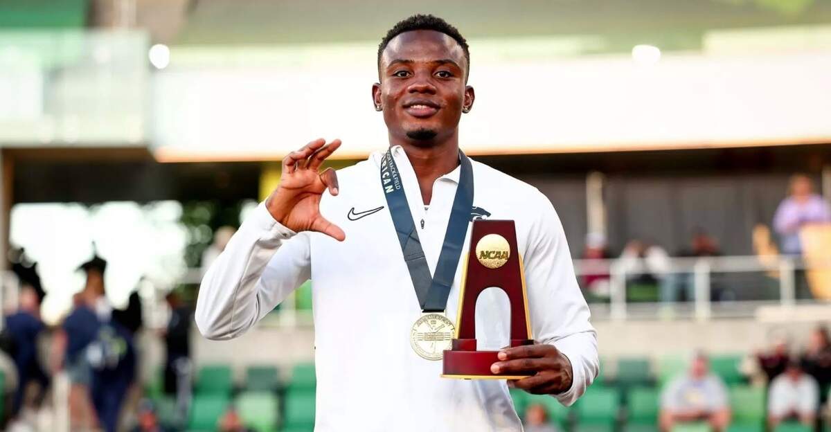 Kansas State long jumper Tah Chikomba takes first place at NCAA ...