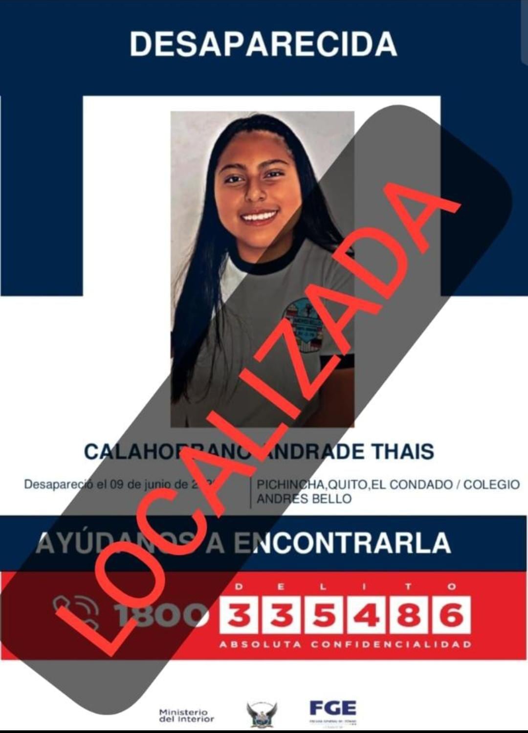 Localizan con vida a Thais Calahorrano tras desaparecer al salir del ...