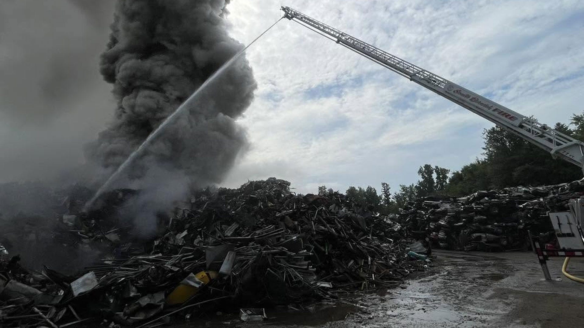Scrap metal fire at Berwick junkyard produces heavy smoke
