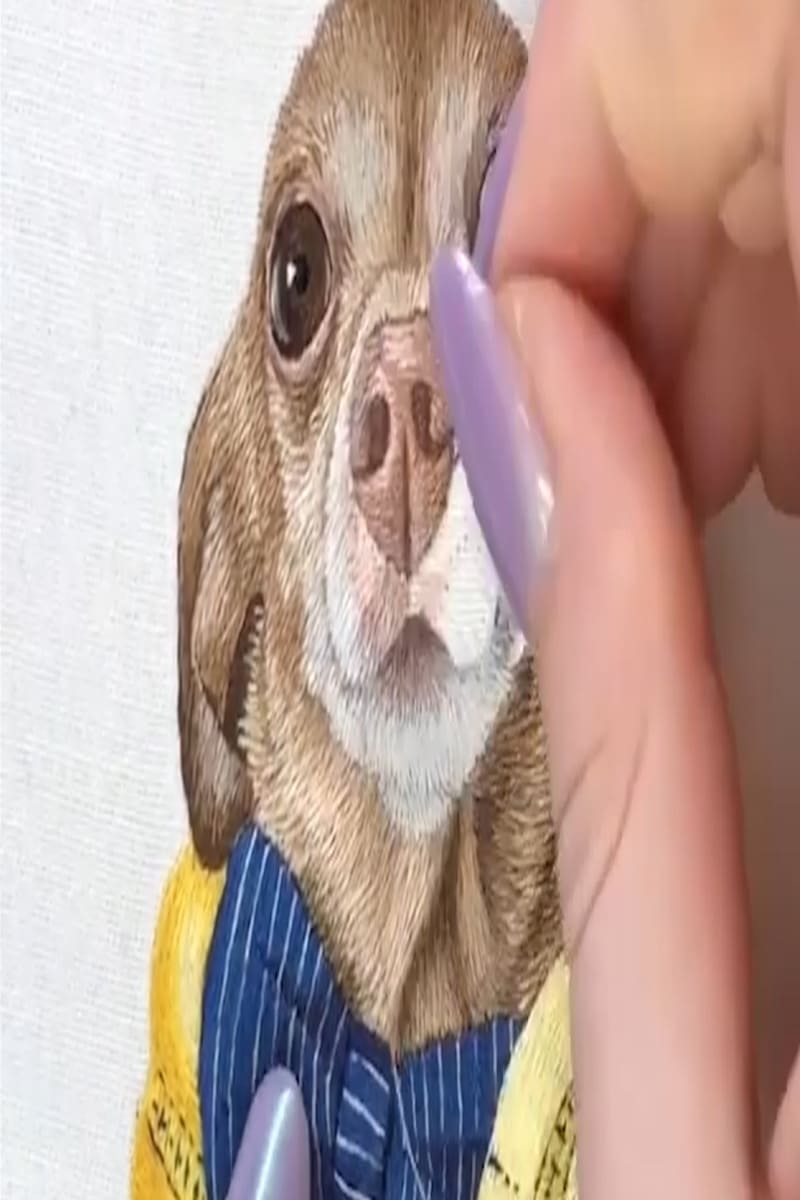 Os impressionantes retratos bordados de Michelle para animais de estimação