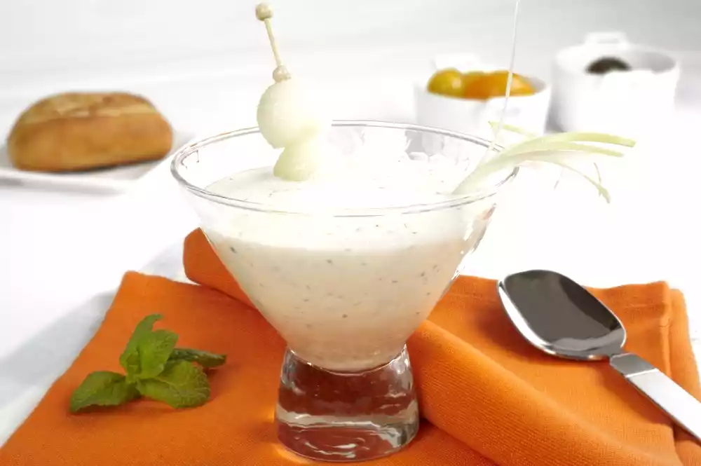 Gazpacho de Philadelphia, pepino, melón y menta