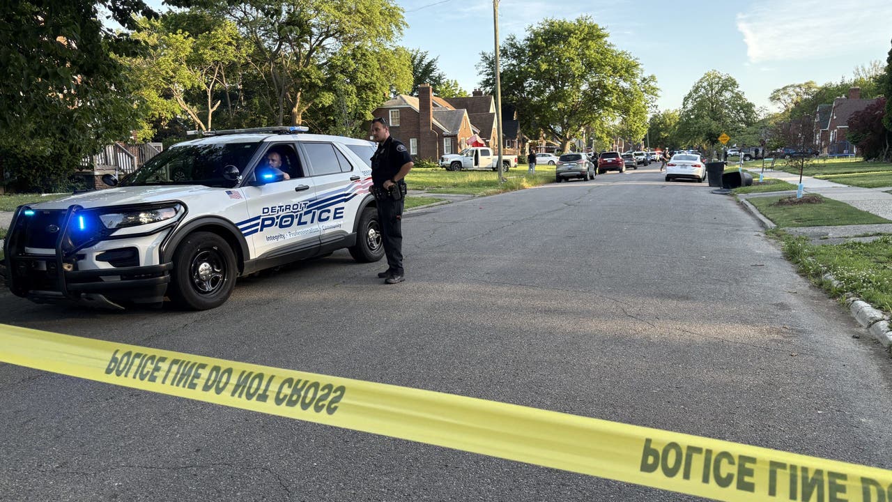 Large police scene on Detroit's east side on Whitter between Courville ...