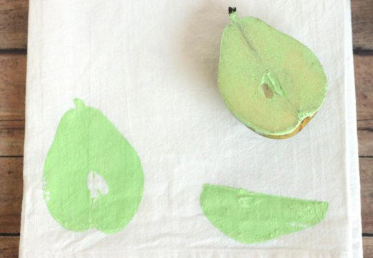 Make fruit stamped tea towels with real fruit