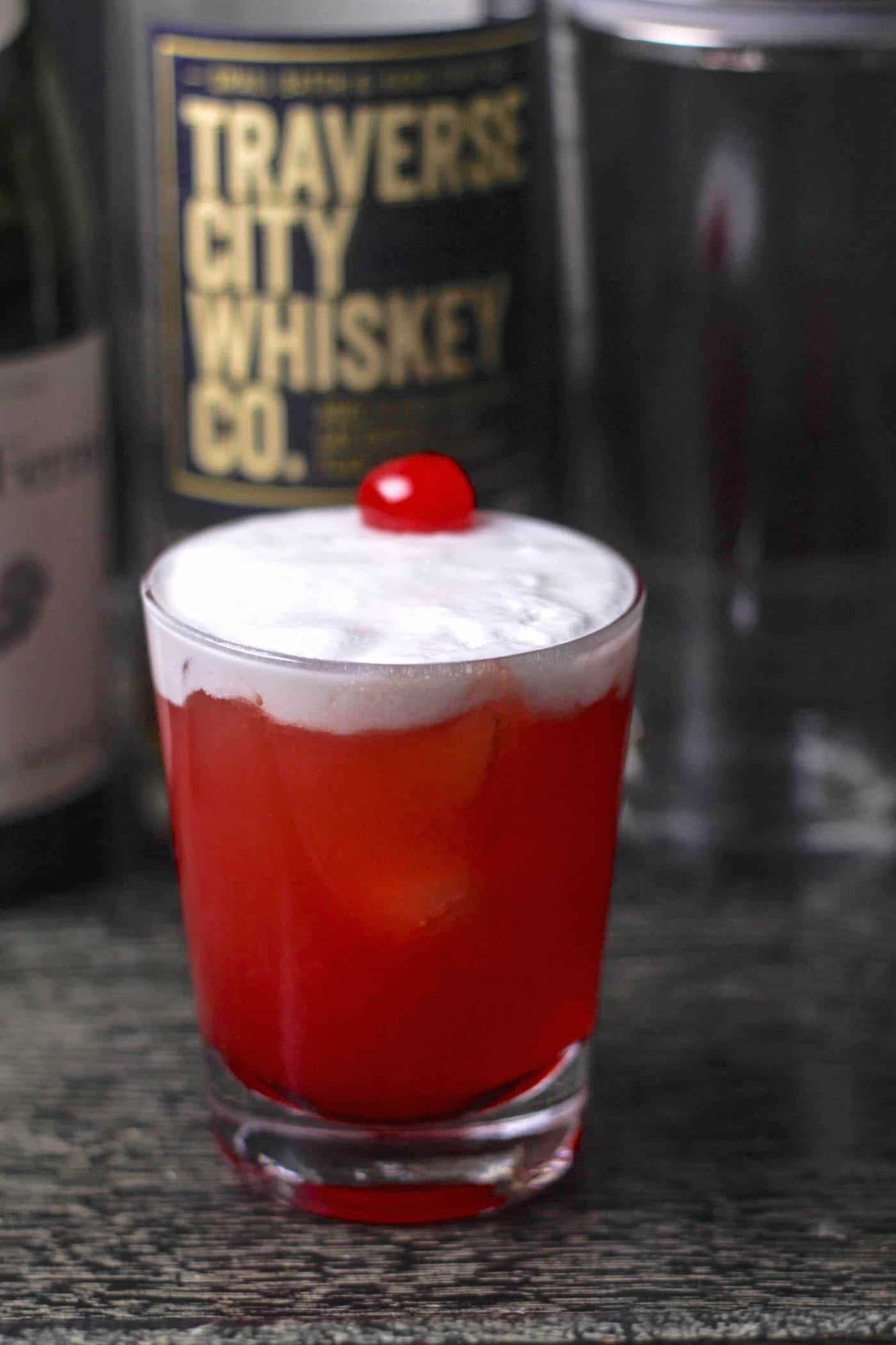 Cherry whiskey sour recipe (smooth & tart!)