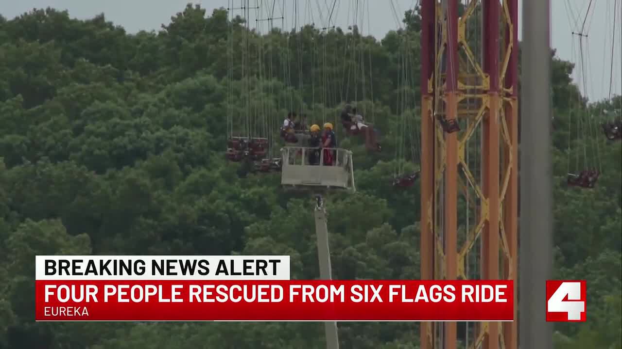 Riders rescued after being stuck 120 feet in the air on a ride at Six ...