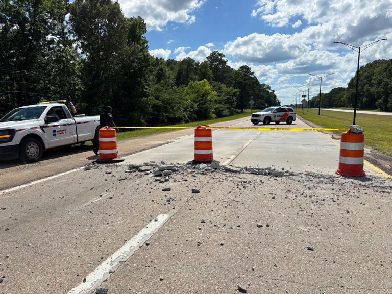 Multiple cars damaged after part of Highway 18 buckles