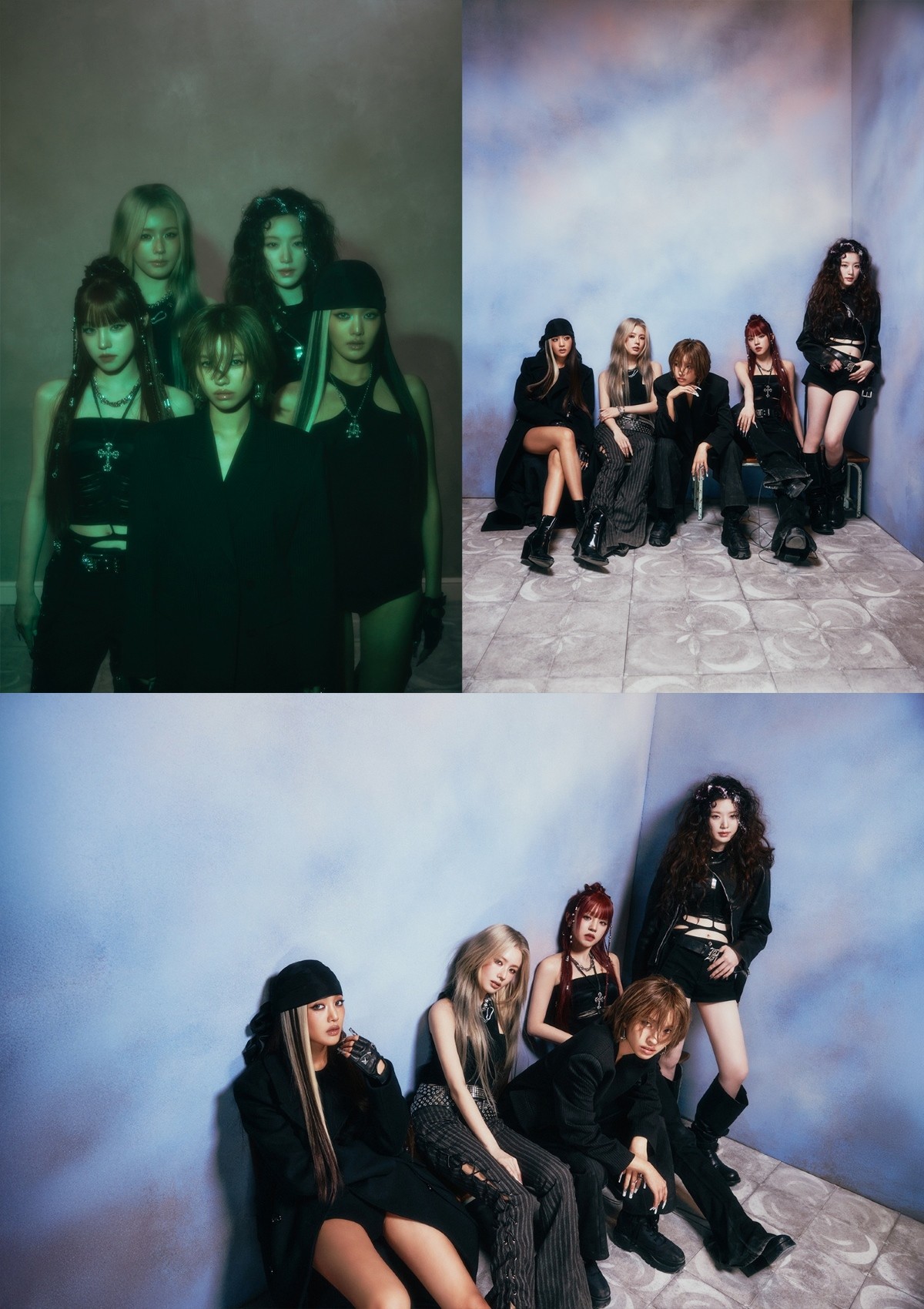 '다크 카리스마' 폭발! 아이들, 'Crow' 단체 포토 '시선 집중'