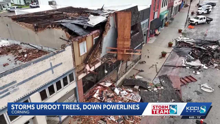 Cleanup begins in Corning after storms pound small southwest Iowa town