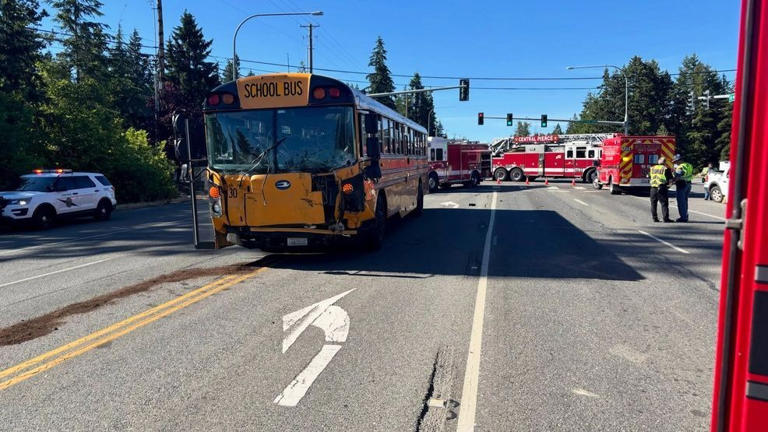 1 dead after truck hits school bus, closes SR-161 near Graham