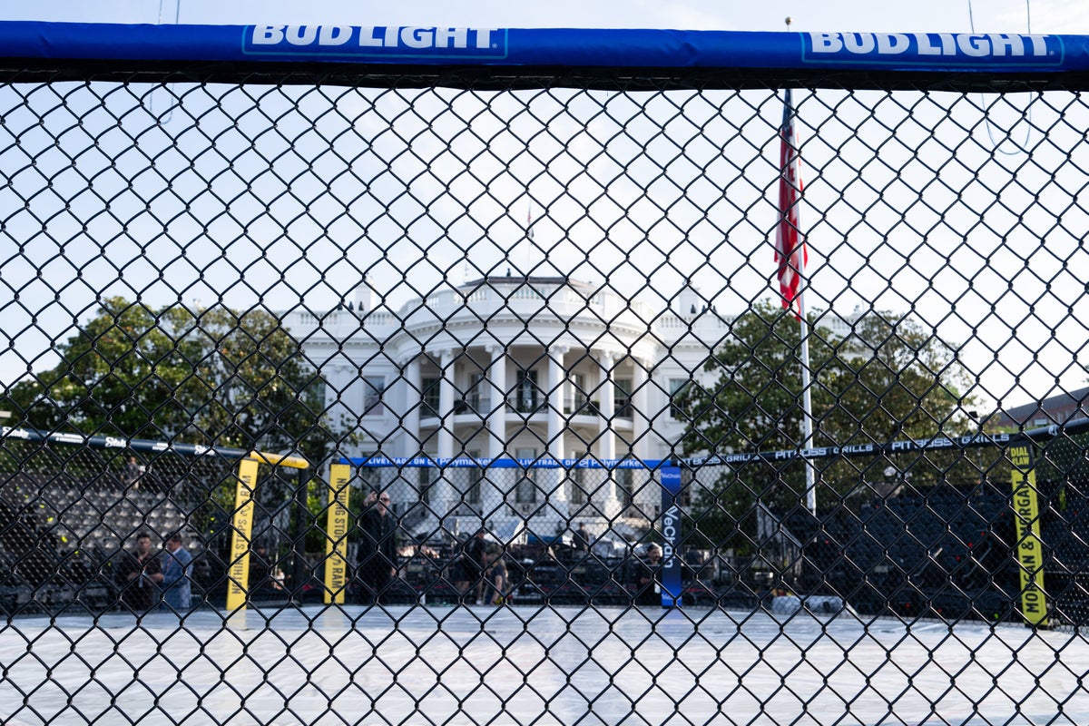 MAGA’s least favorite beer is all over Trump’s White House UFC octagon