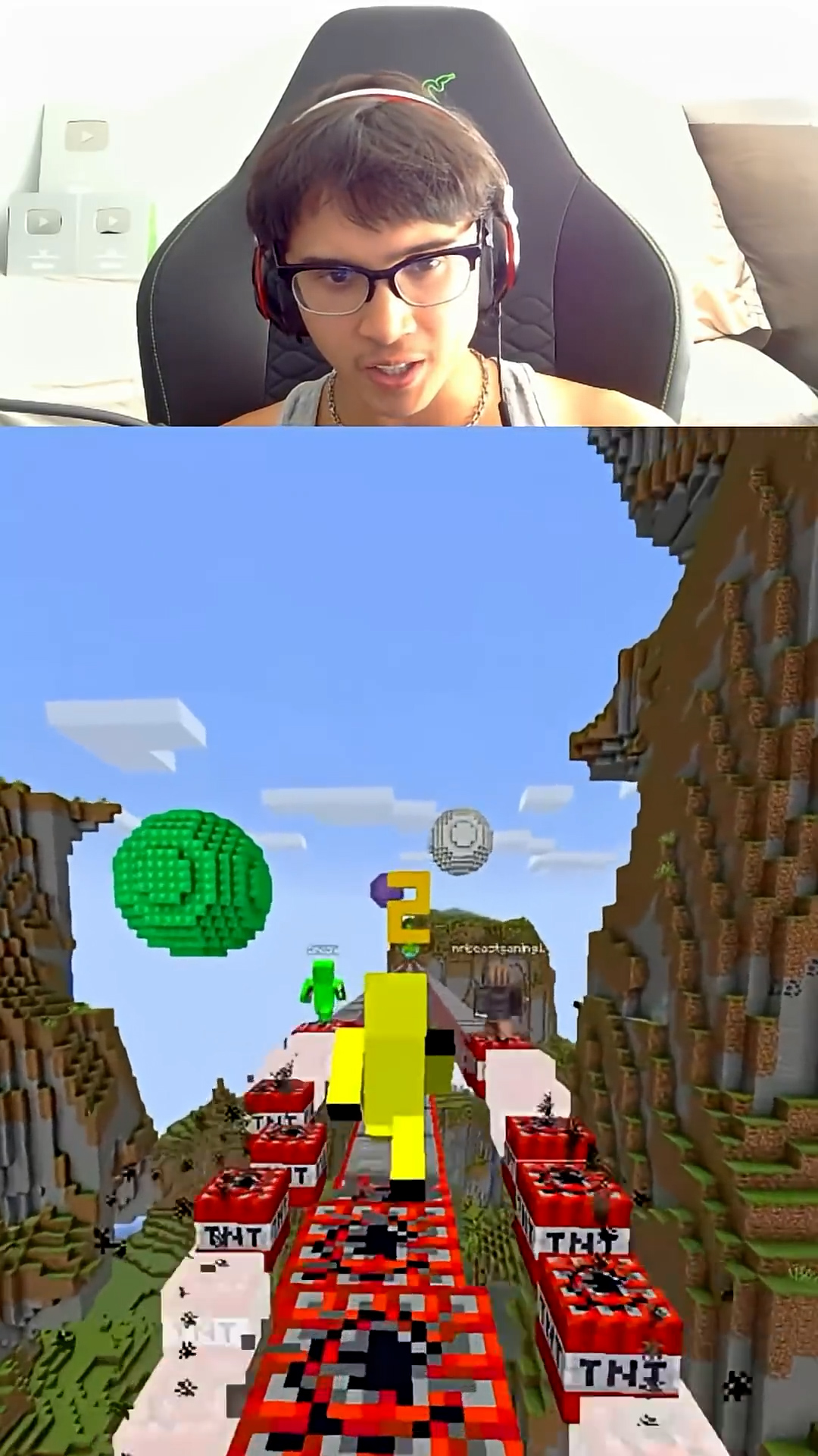 Minecraft race track gameplay with multiple characters