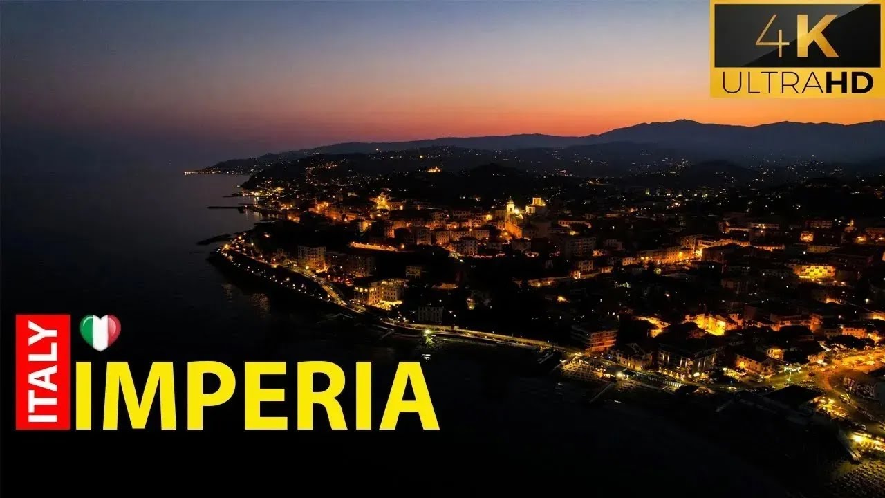 Imperia by night from the drone Italy | Cinematic 4K - Drone Video