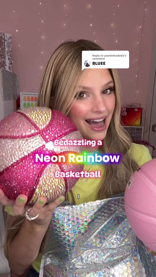 DIY green and purple rhinestone basketball