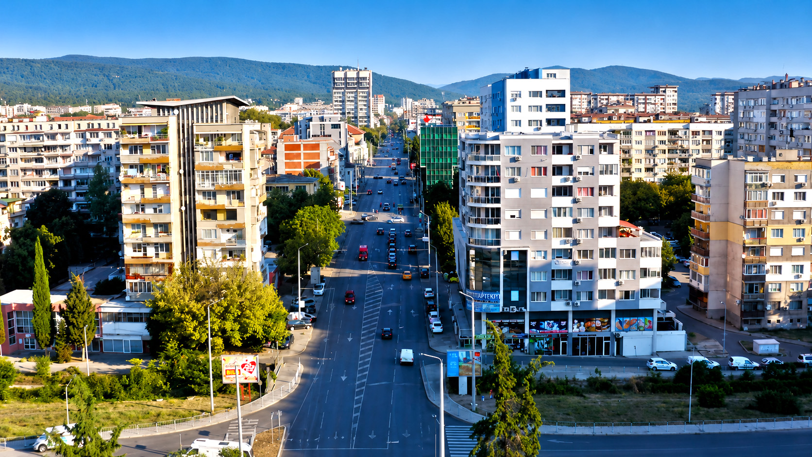A modern Bulgarian city built around ancient Roman ruins
