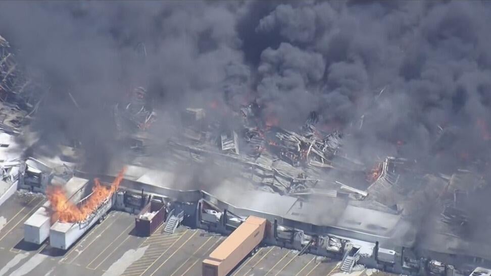 Massive Tracy fire destroys huge medical distribution warehouse