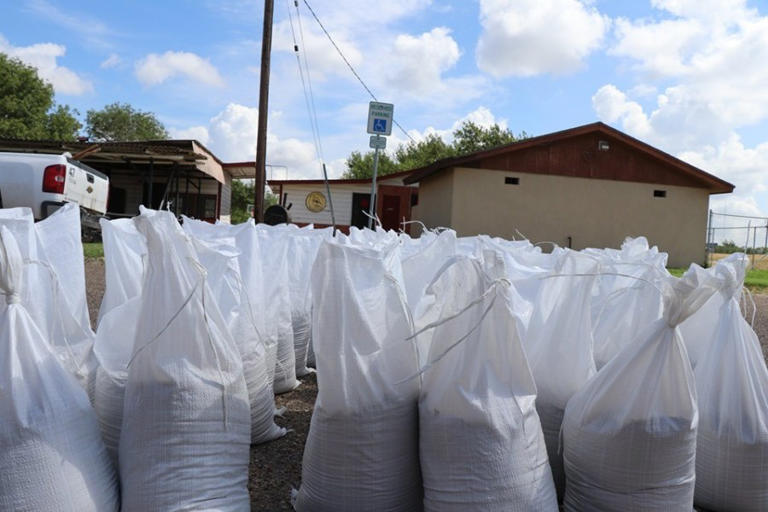 Sandbag distributions across the valley