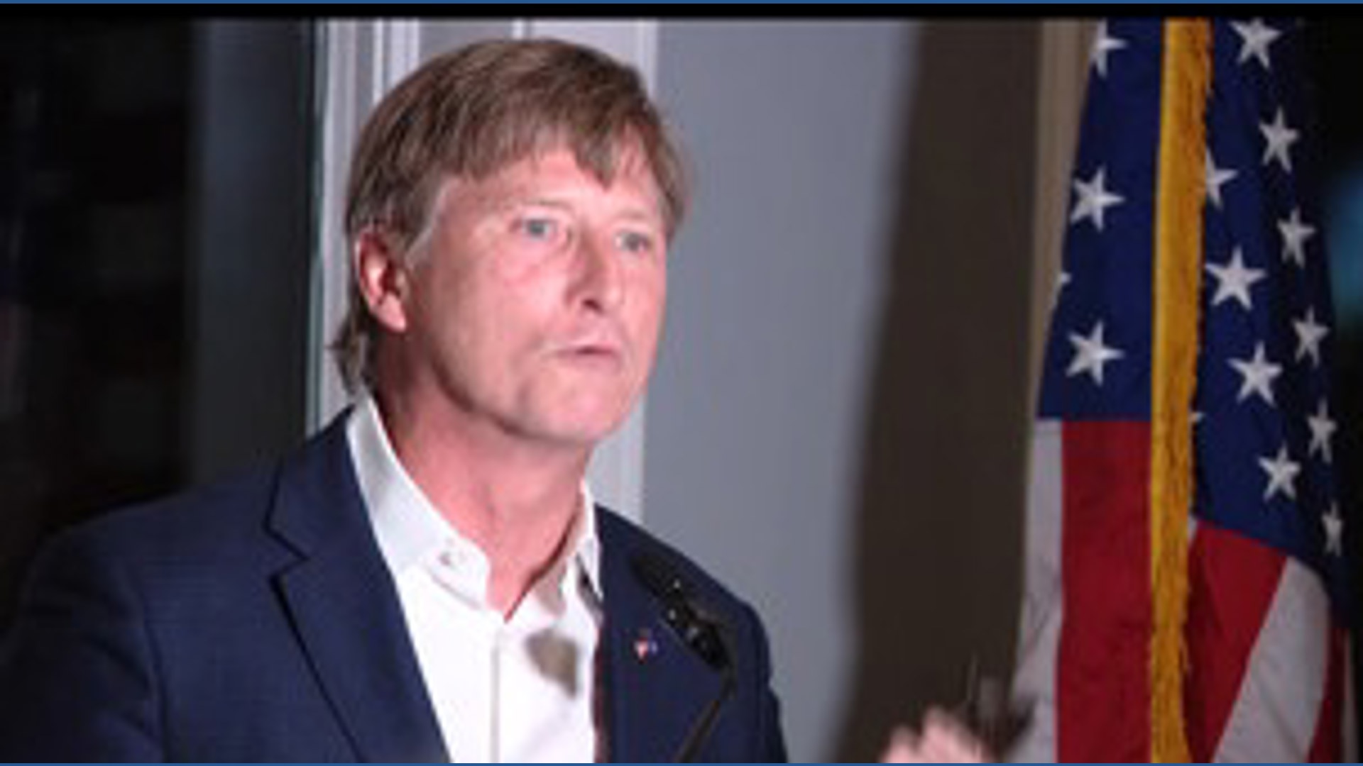 Jonathan Bush addresses supporters on Tuesday night