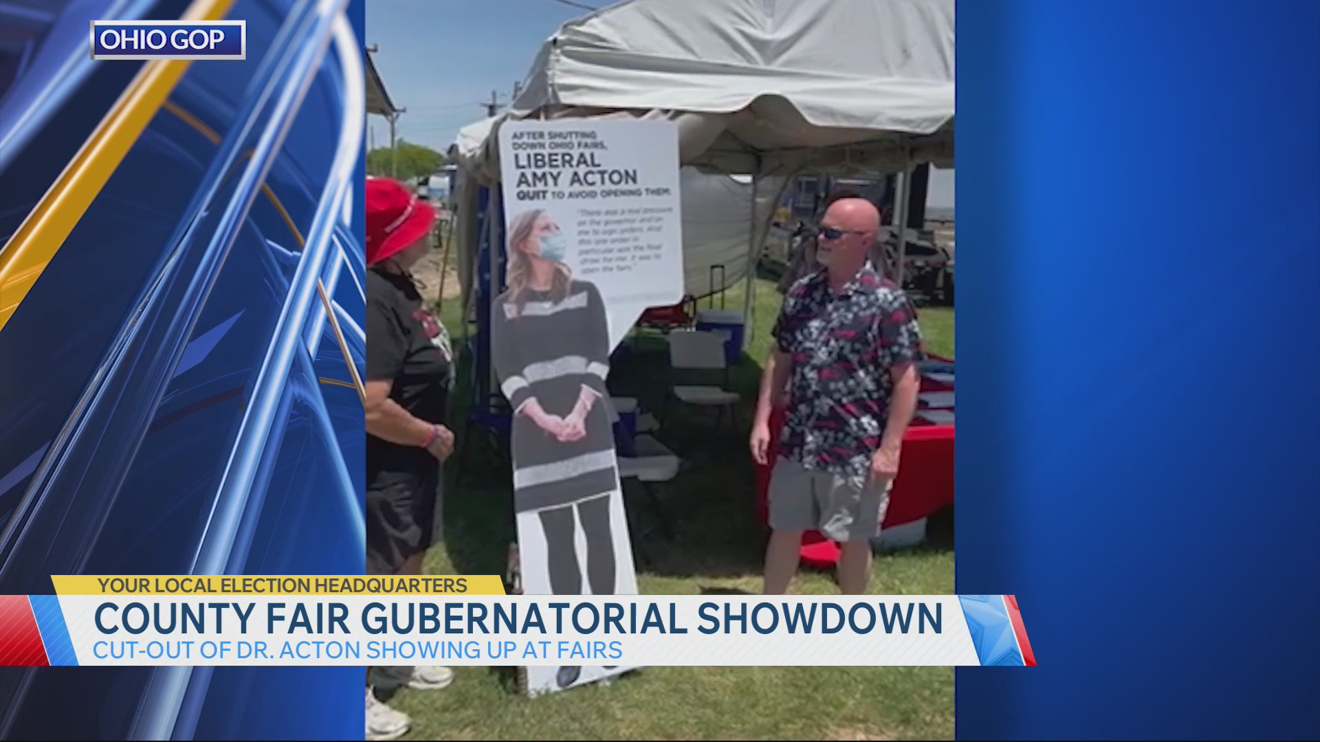 Cut-out tying Dr. Amy Acton to COVID-19 response appears at Ohio fairs