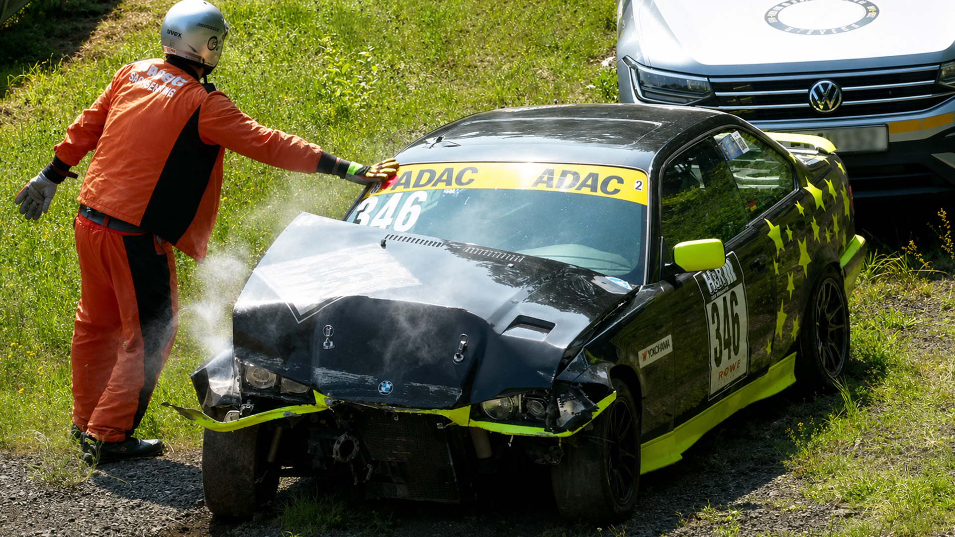 Heavy impact leaves a promising track day in ruins