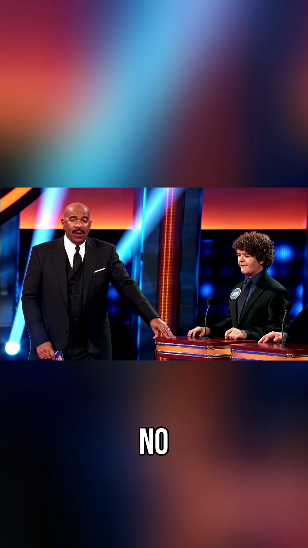 Celebrity Family Feud gets Steve Harvey to hug Gaten Matarazzo