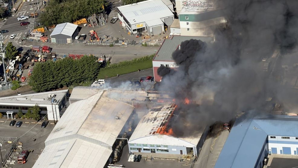 Large fire damages warehouse in Ballard, roof partially collapses
