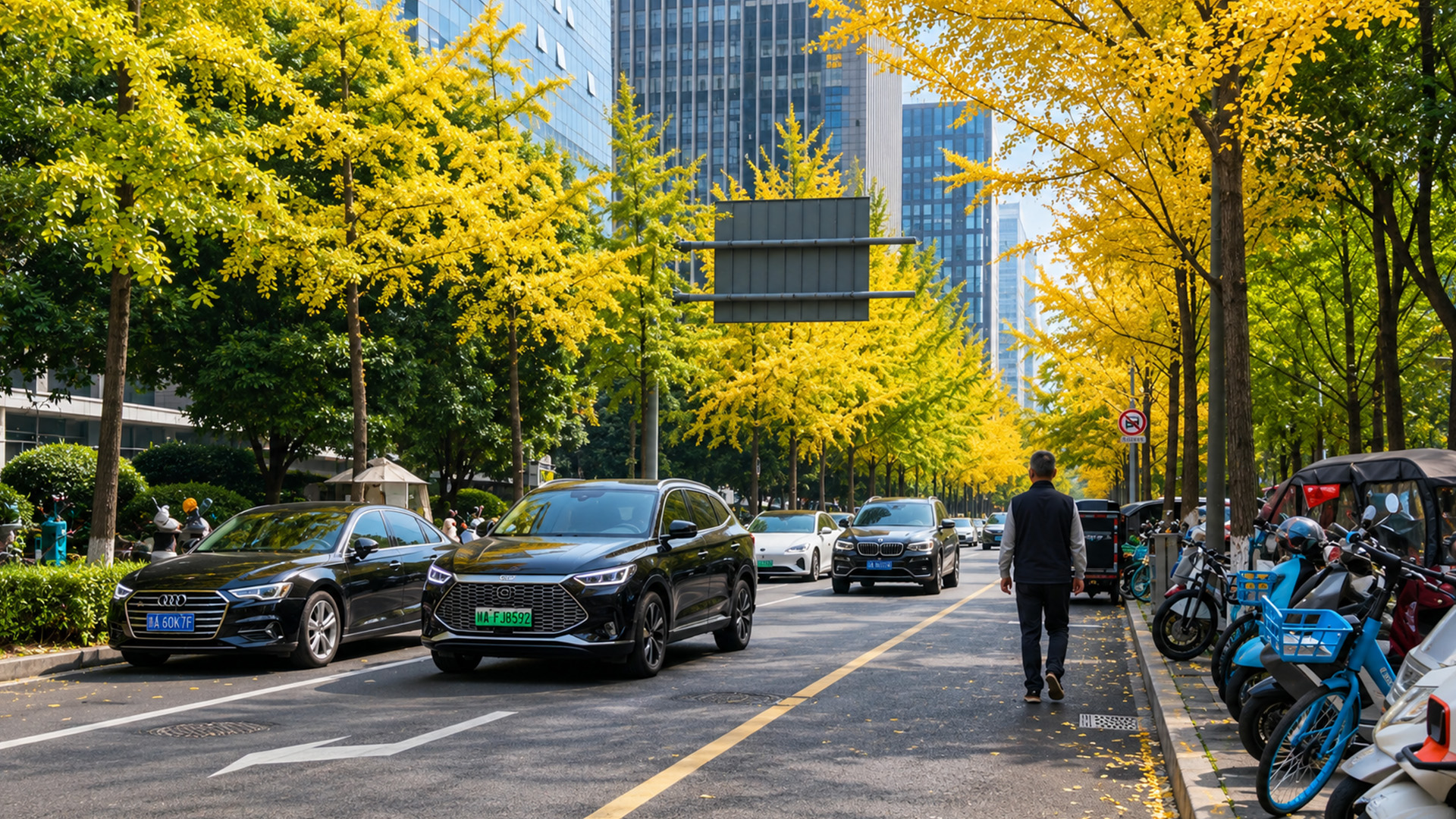 China’s golden tree tunnel turns traffic into a moving spectacle