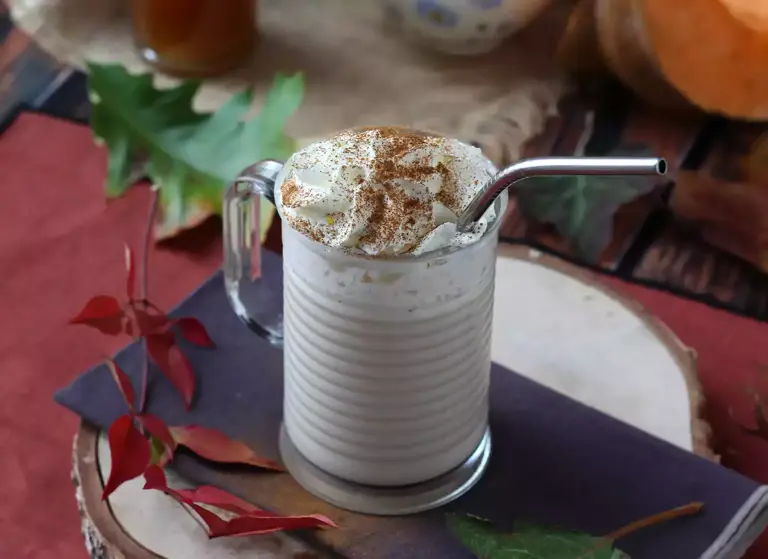 Pumpkin spice latte with homemade pumpkin spice syrup!