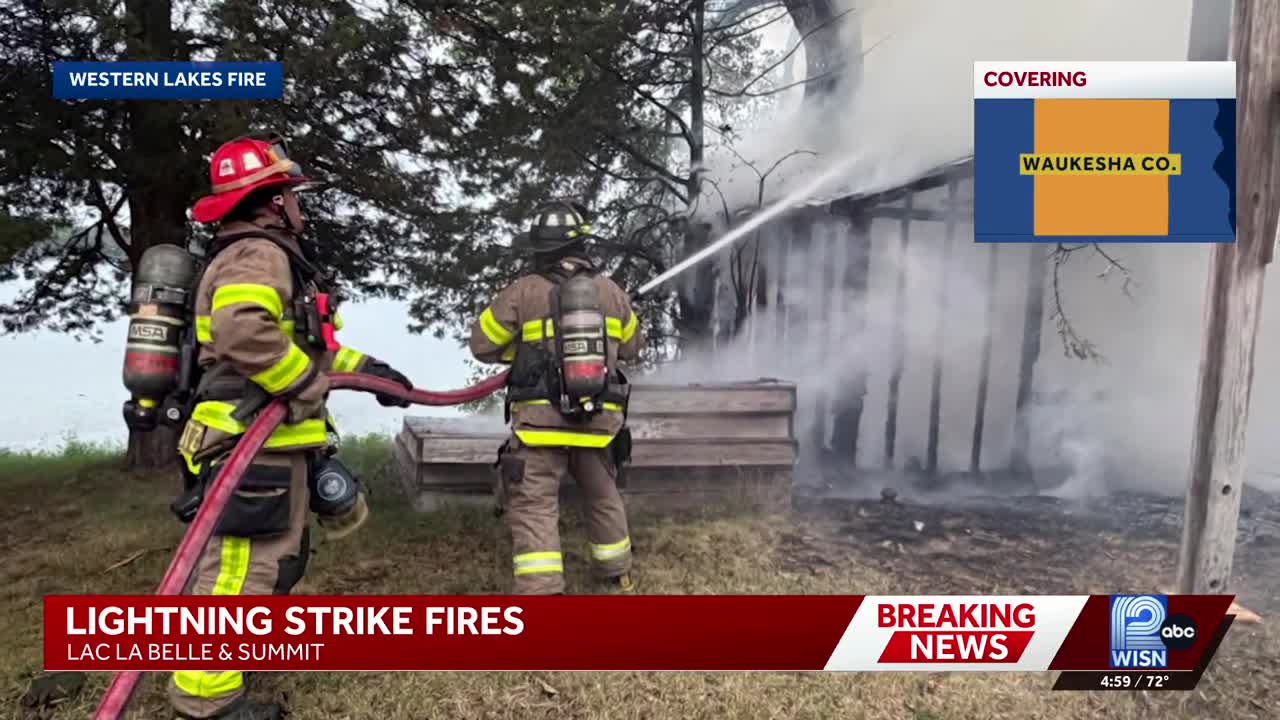 Lightning strikes in Waukesha County may have caused two structure fires