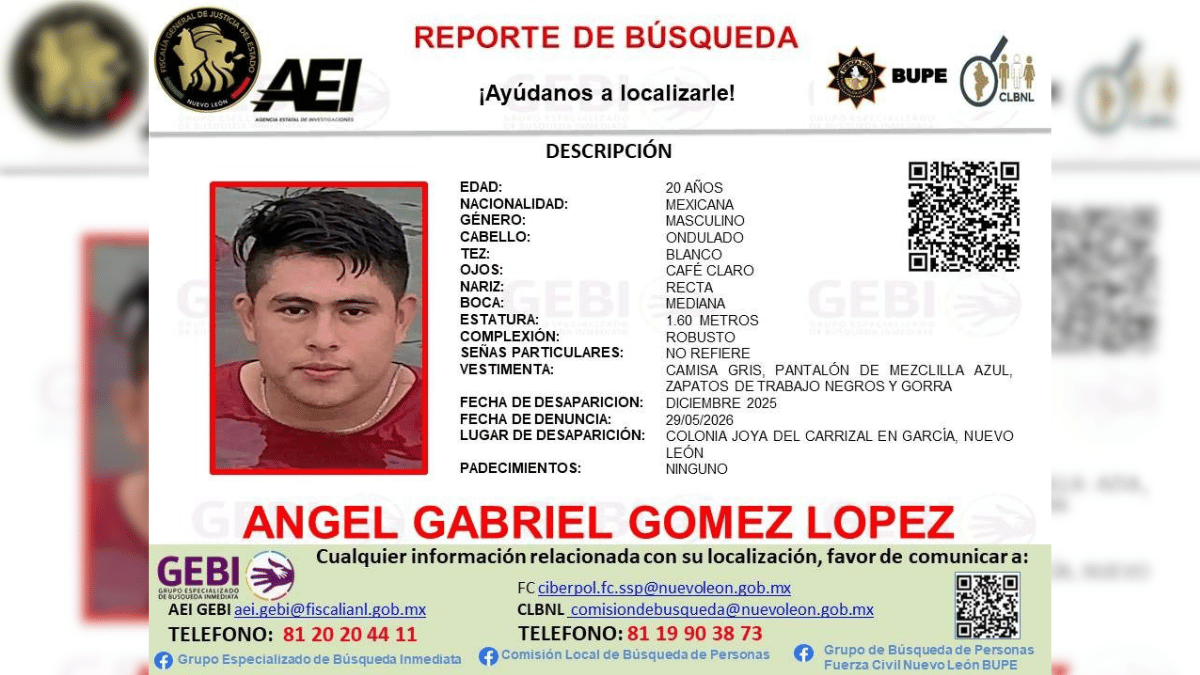 Activan búsqueda de Ángel Gabriel Gómez; joven desaparecido en el ...