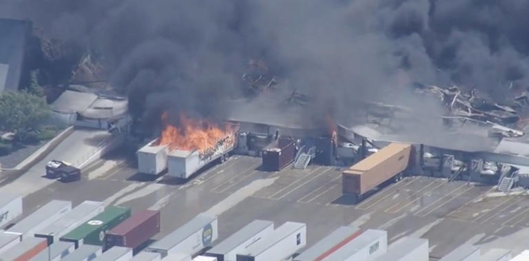Tracy medical warehouse fire sends plumes of black smoke into air as ...