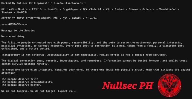 Senate website defaced by group demanding public accountability